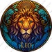 Leo the Lion Astrological Sign FAUX Stained Glass Wreath Sign-teal ...