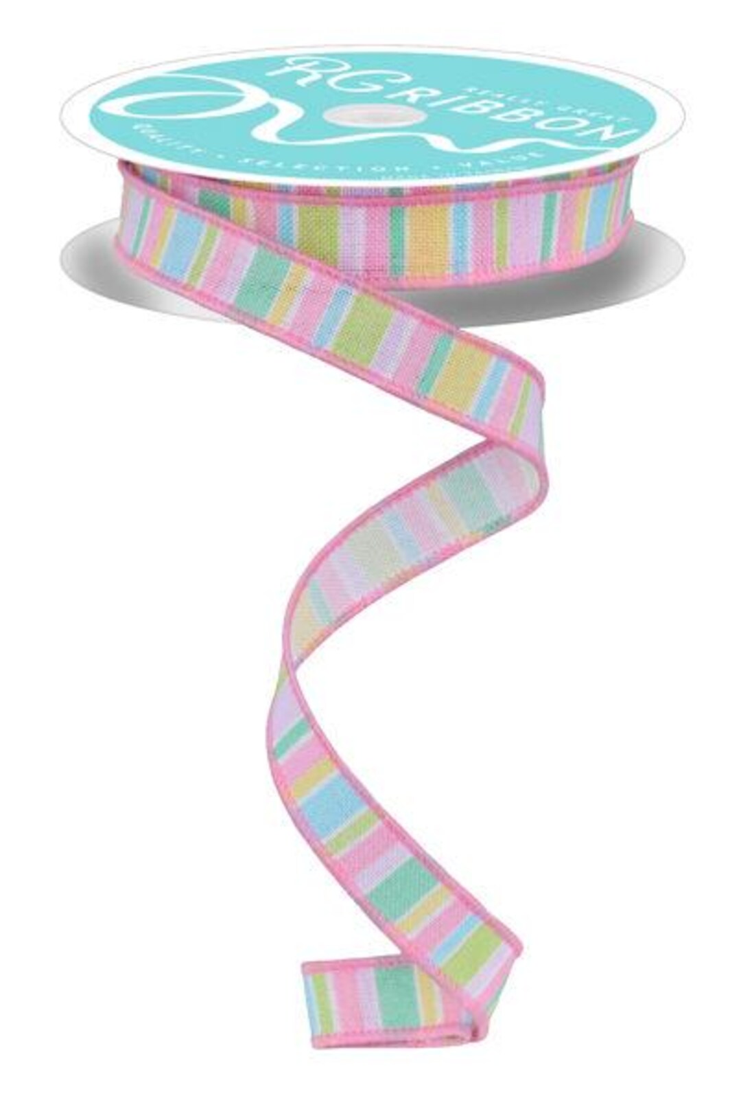 5/8" X 10 Yd. Wired Ribbon-horizontal Stripe-pastels-rge1208 - Etsy