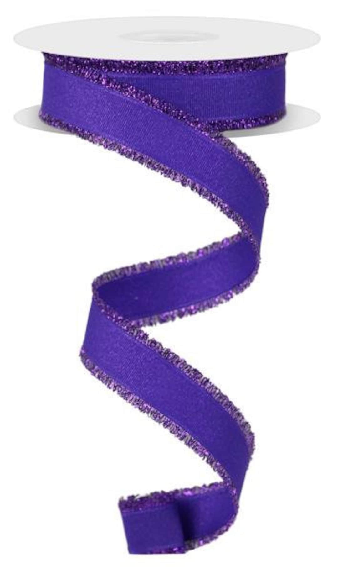 7/8" X 10yd Wired Ribbon-purple W/fuzzy Edge-rn587923-wreaths-crafts ...