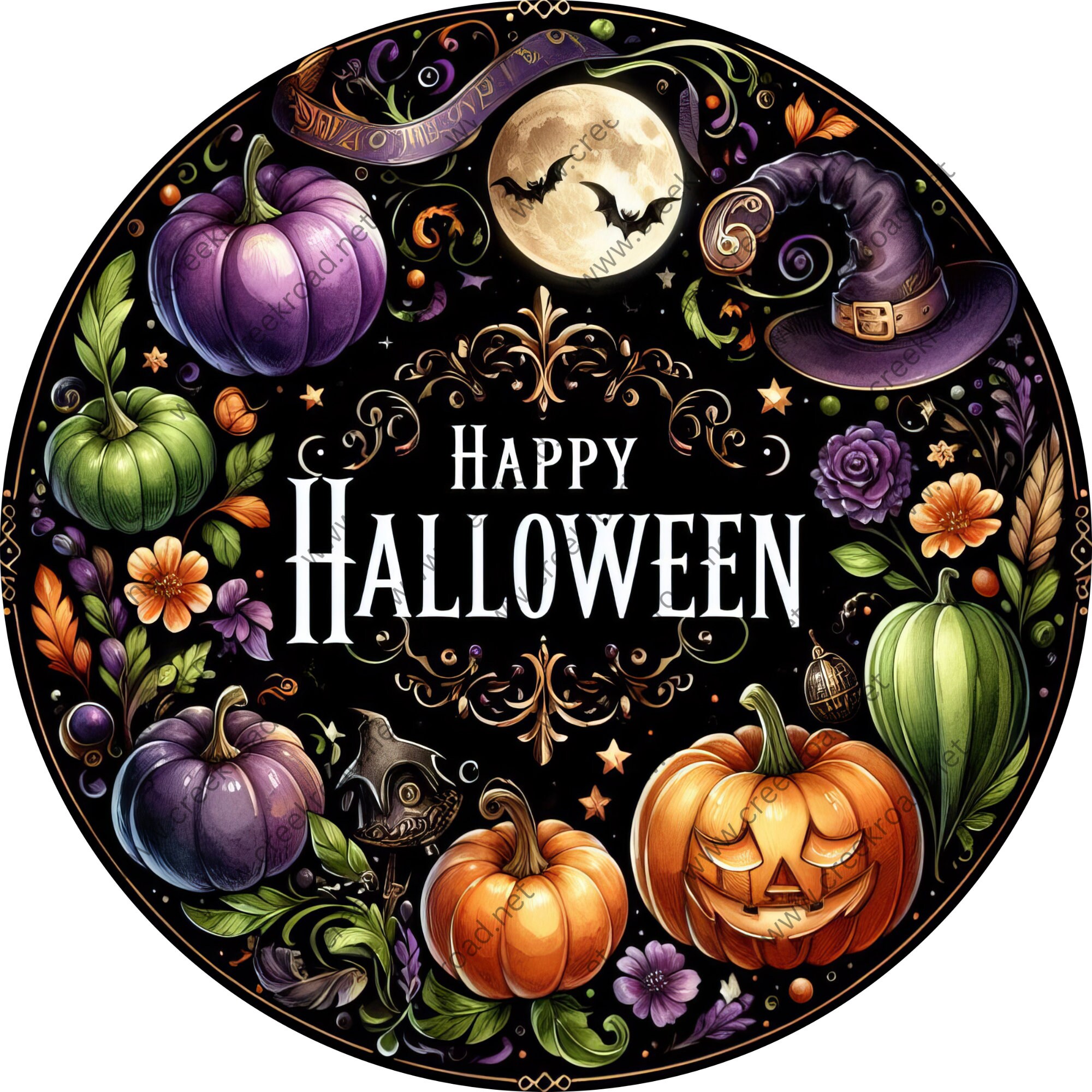 Happy Howl-o-ween Werewolf Wreath Sign-halloween-sublimation-decor ...