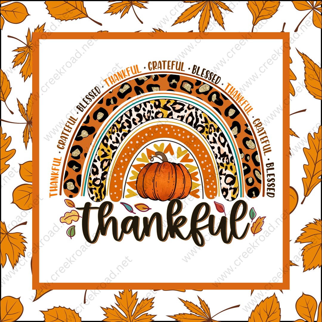 Thankful Grateful Blessed With Fall Leaves Border Wreath Sign - Autumn ...