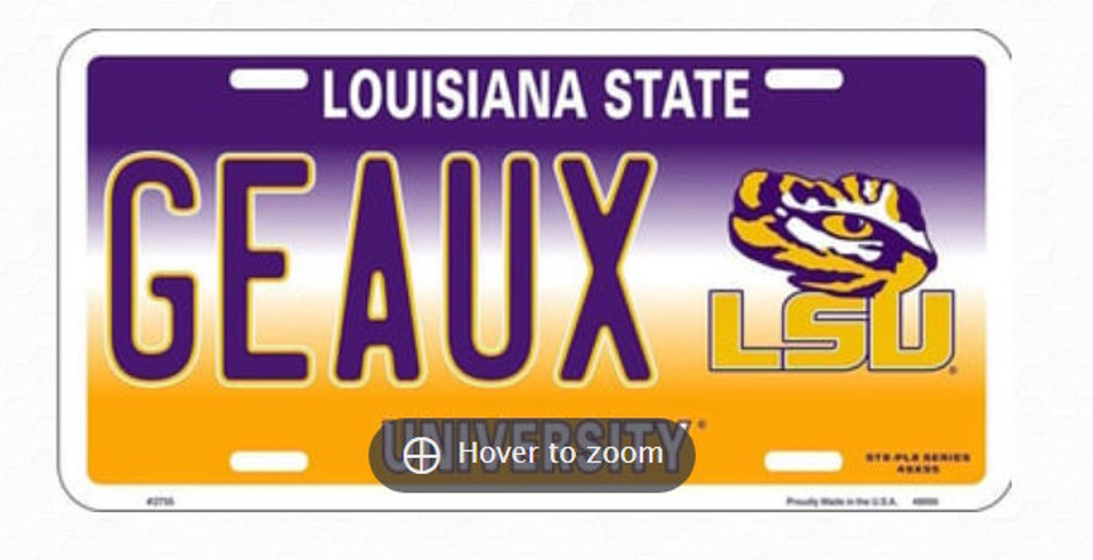Louisiana Sate GEAUX LSU License Plate Officially Licensed 12"x 6 ...