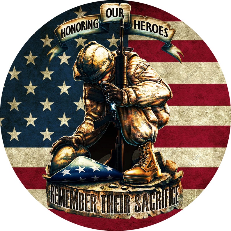 Honoring Our Heroes Remember Their Sacrifice Wreath Sign-round-military ...
