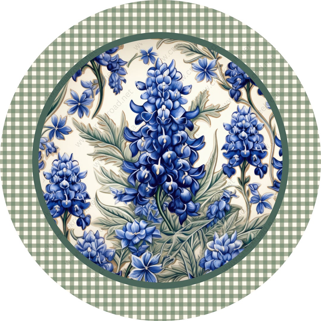 Texas Bluebonnet Patterned Border Wreath Sign-round-sublimation-spring ...