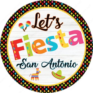 Let's Fiesta San Antonio Sombrero Piñata Maracas Patterned Border ...