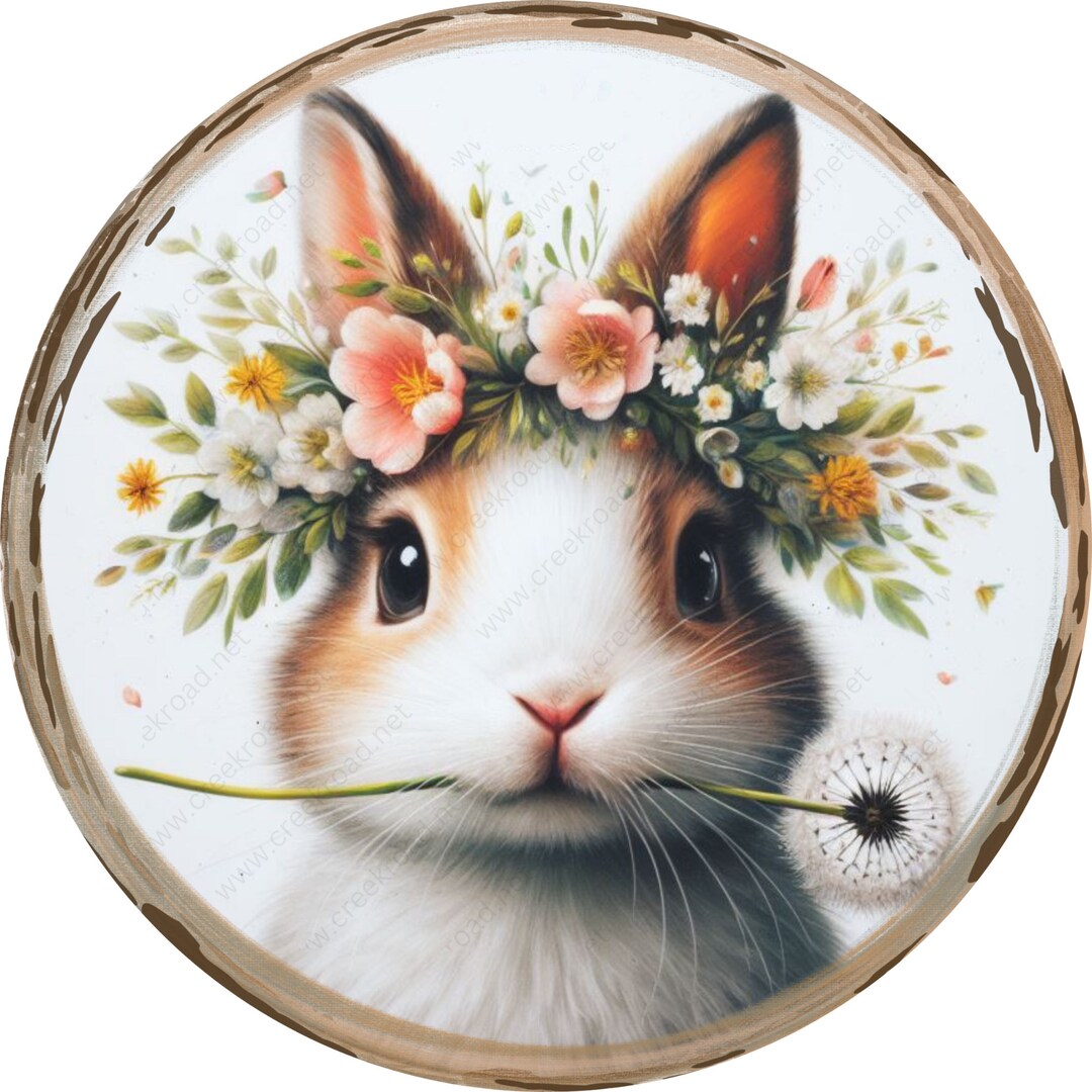 Easter Bunny Floral Headdress Wreath Sign-sublimation-easter-attachment ...