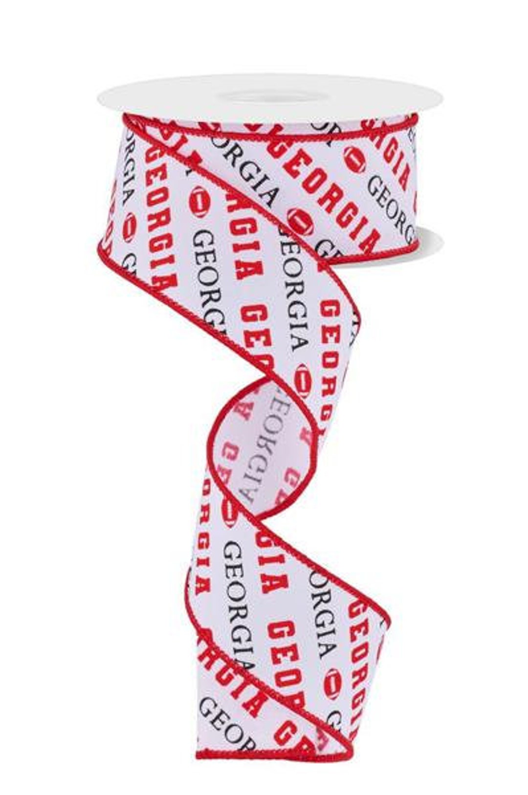 1.5" X 10yd Wired Ribbon-georgia Diagonal Pattern-rgf1115-sports-team ...