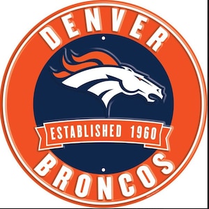 12" Diameter Denver Broncos Officially Licensed Pro Football Sign ...