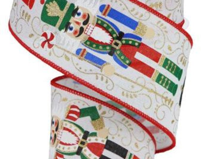 2.5 Nutcracker Ribbon Navy Gold Glitter Filigree Wired Edges 10 Yard ...