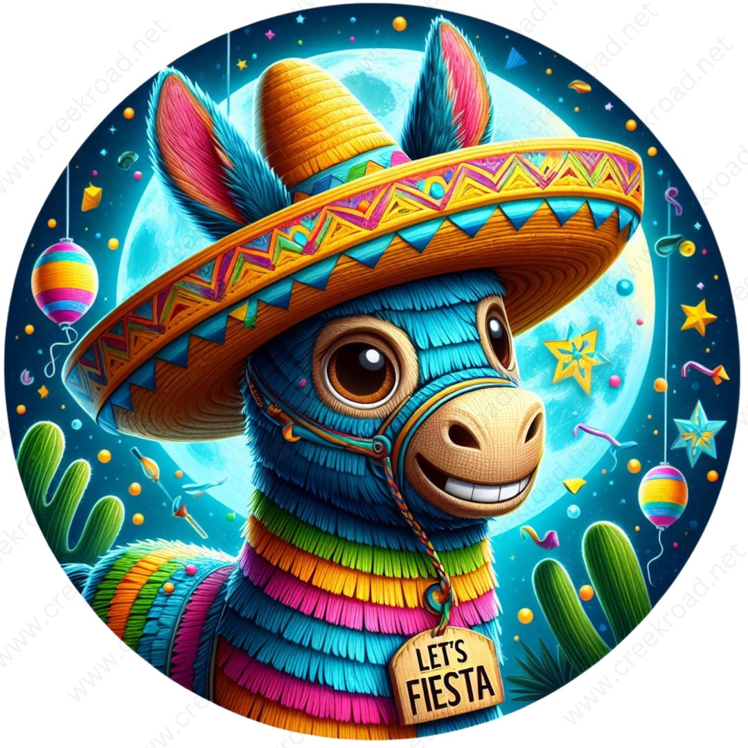 Let's Fiesta Mexican Piñata Wreath Sign-san Antonio-sublimation-decor ...