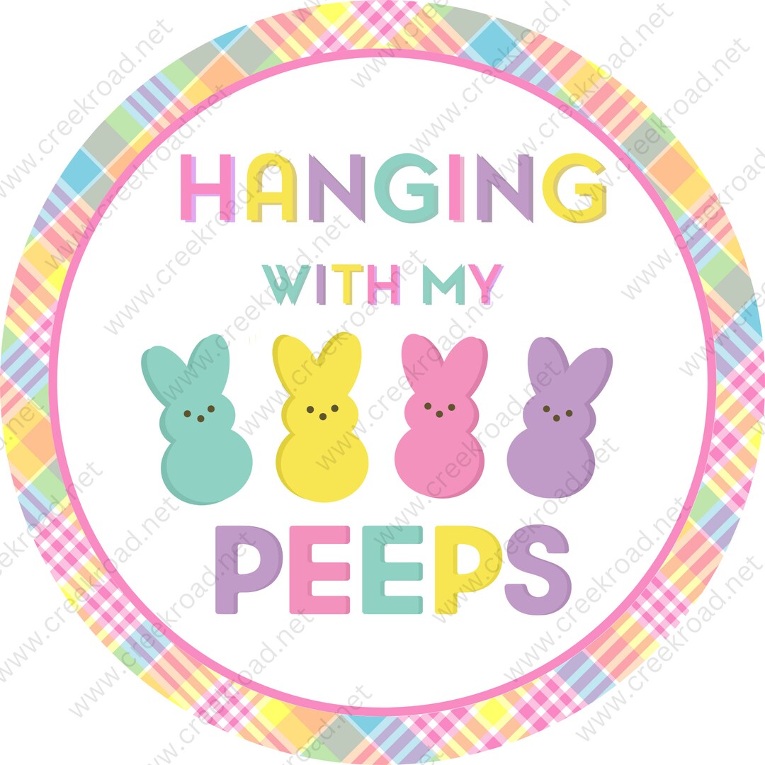 Hanging With My Peeps Pink Blue Yellow Purple Easter Plaid Border ...