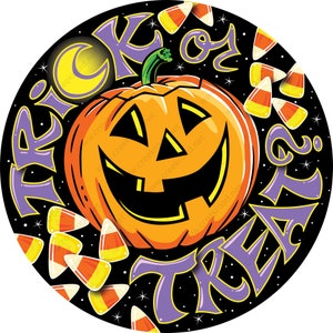 Trick or Treat Jack-o-lantern Candy Corn Wreath Sign-halloween ...