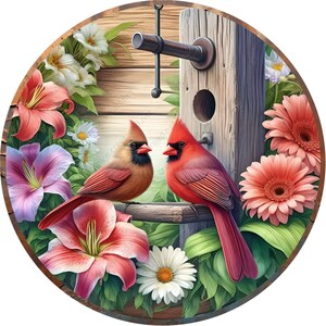 Spring Cardinal Flowers Male Female Wreath Sign-sublimation-attachment ...