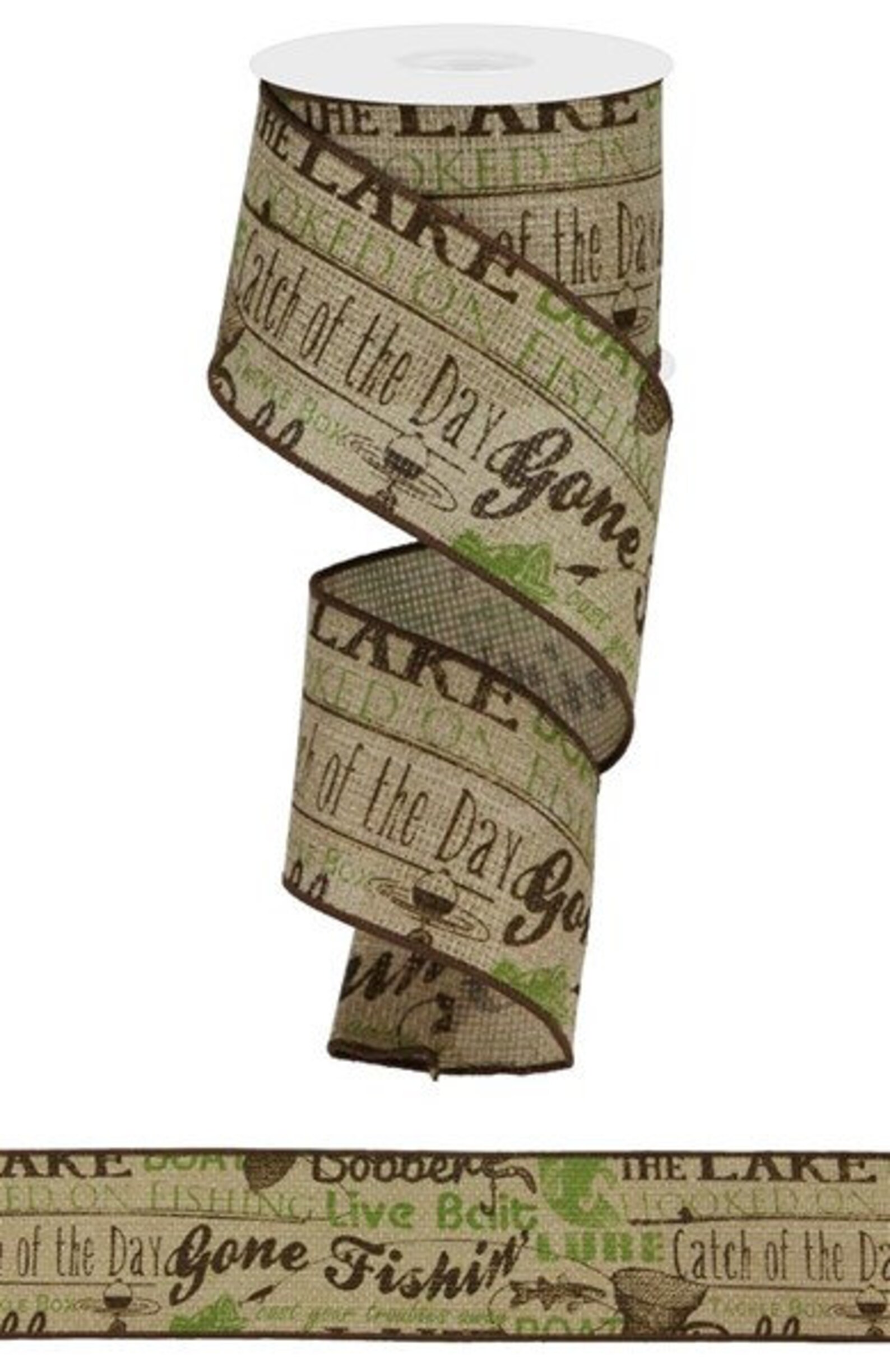 2.5" X 10yd Wired Fish Words/cross Royal Ribbon-ribbon-rg1411-chocolate ...
