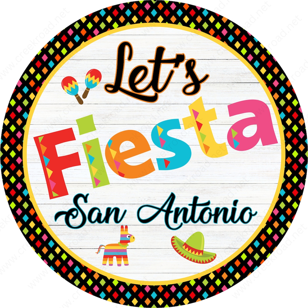 Let's Fiesta San Antonio Sombrero Piñata Maracas Patterned Border ...