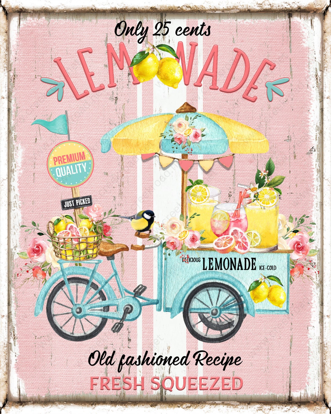 Old Fashioned Lemonade Vintage Border Wreath Sign 8"x10"-sublimation ...