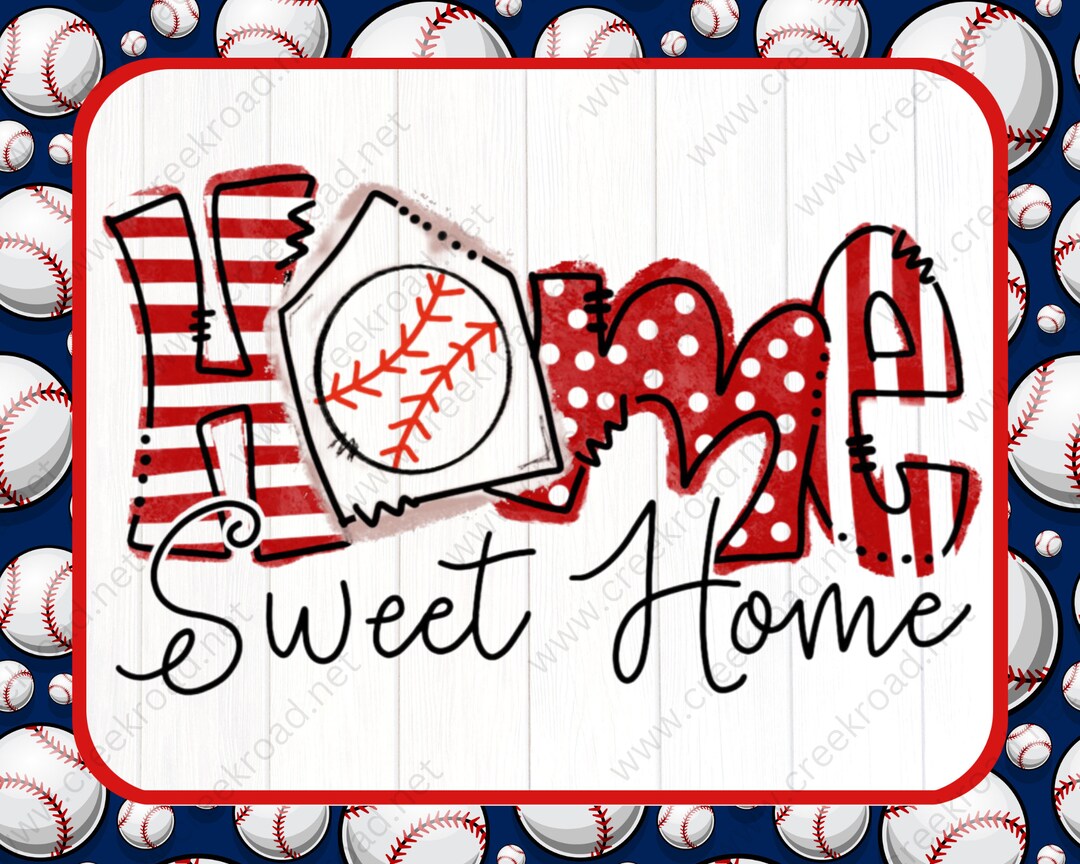Home Sweet Home Baseball Border-8" X 10" Shiplap Background Wreath Sign ...