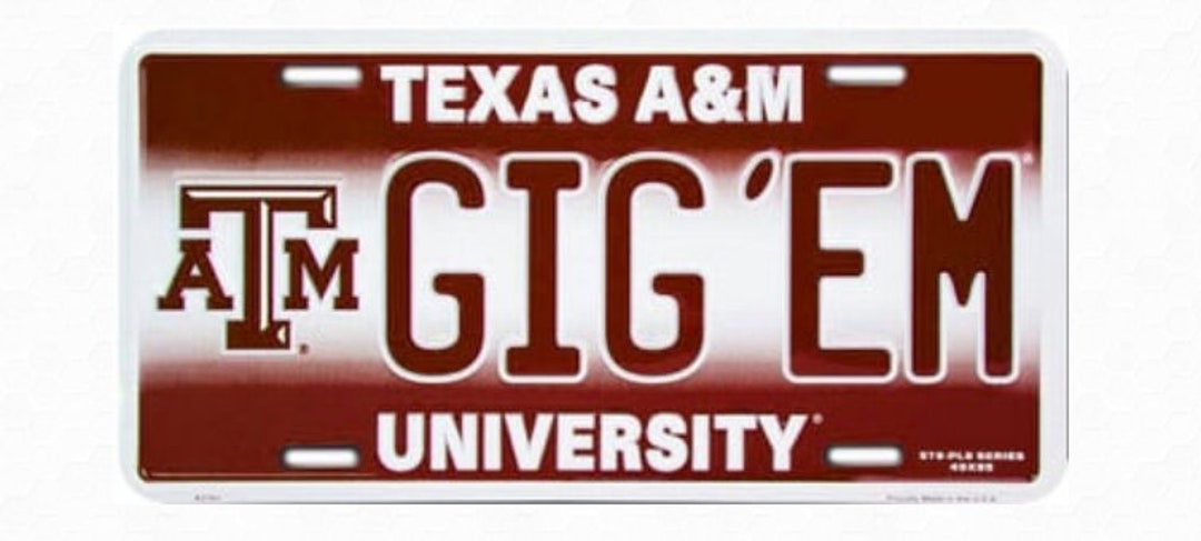 Texas A&M Gig Em License Plate Officially Licensed 12"x 6" -sports ...