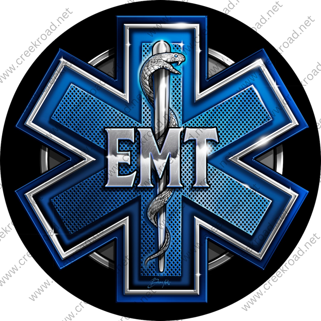 First Responder Blue EMT Symbol Wreath Sign-round-sublimation ...