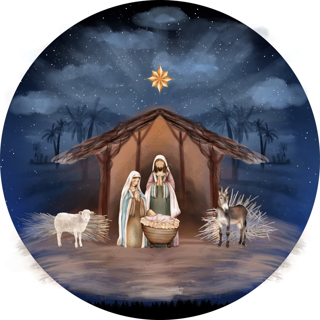 North Star Nativity Manger Scene Wreath Sign-holiday-sublimation ...
