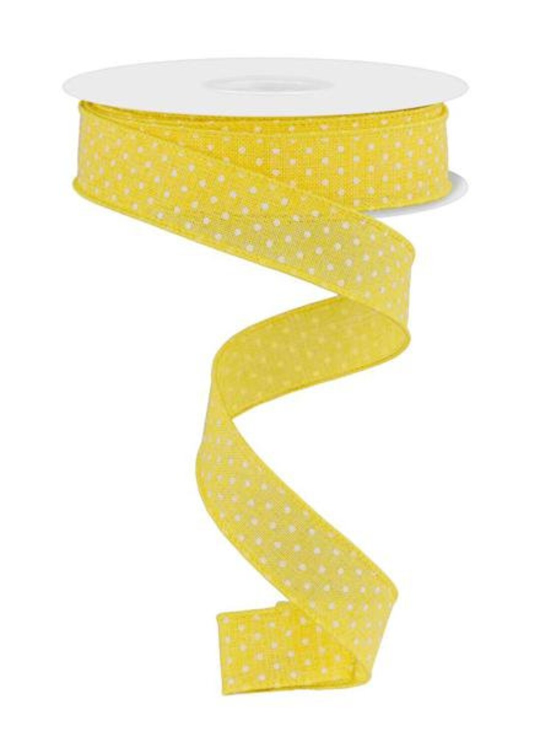 7/8 X 10yd Wired Ribbon-yellow/white Raised Swiss Dots on Royal ...