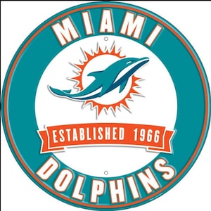 12" Diameter Miami Dolphins Officially Licensed Pro Football Sign ...