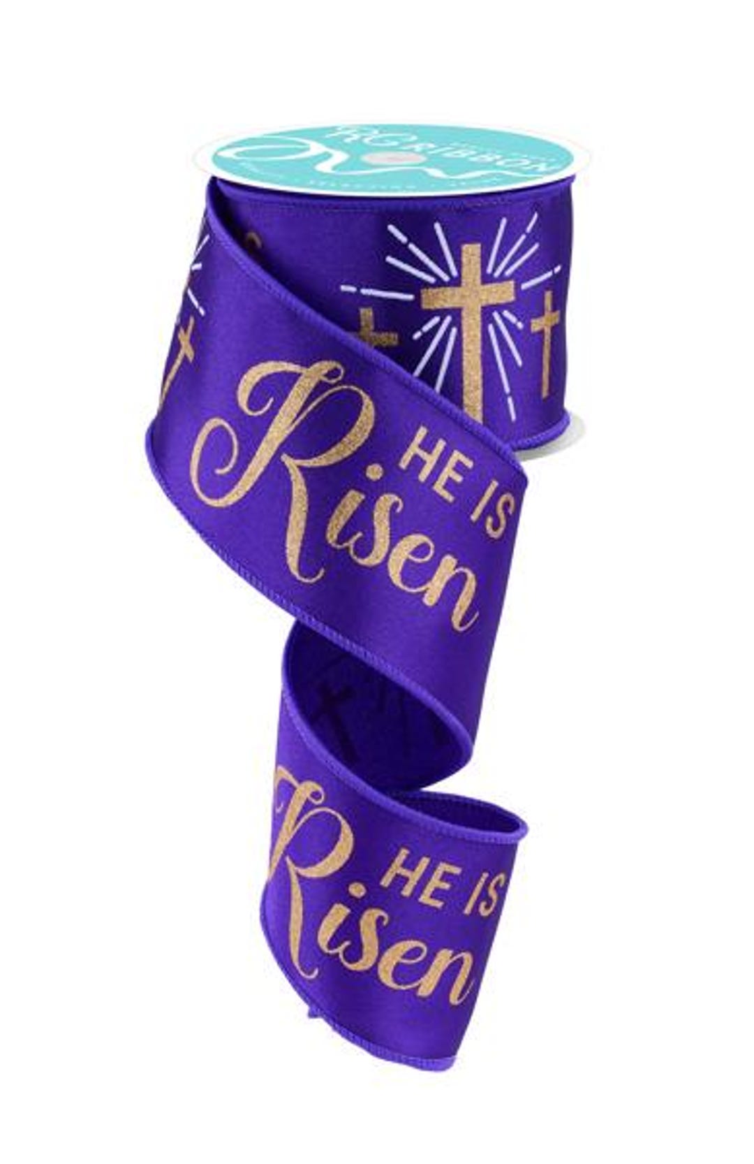 2.5" X 10yd Wired Ribbon-he is Risen-purple/gold-rgf151823 - Etsy