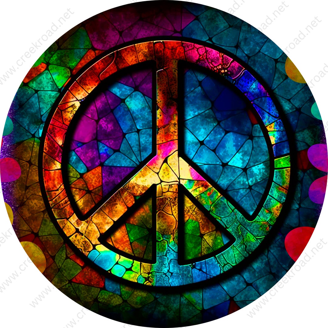 Colorful Tie Dye Peace Symbol Wreath Sign-multi Color-everyday ...