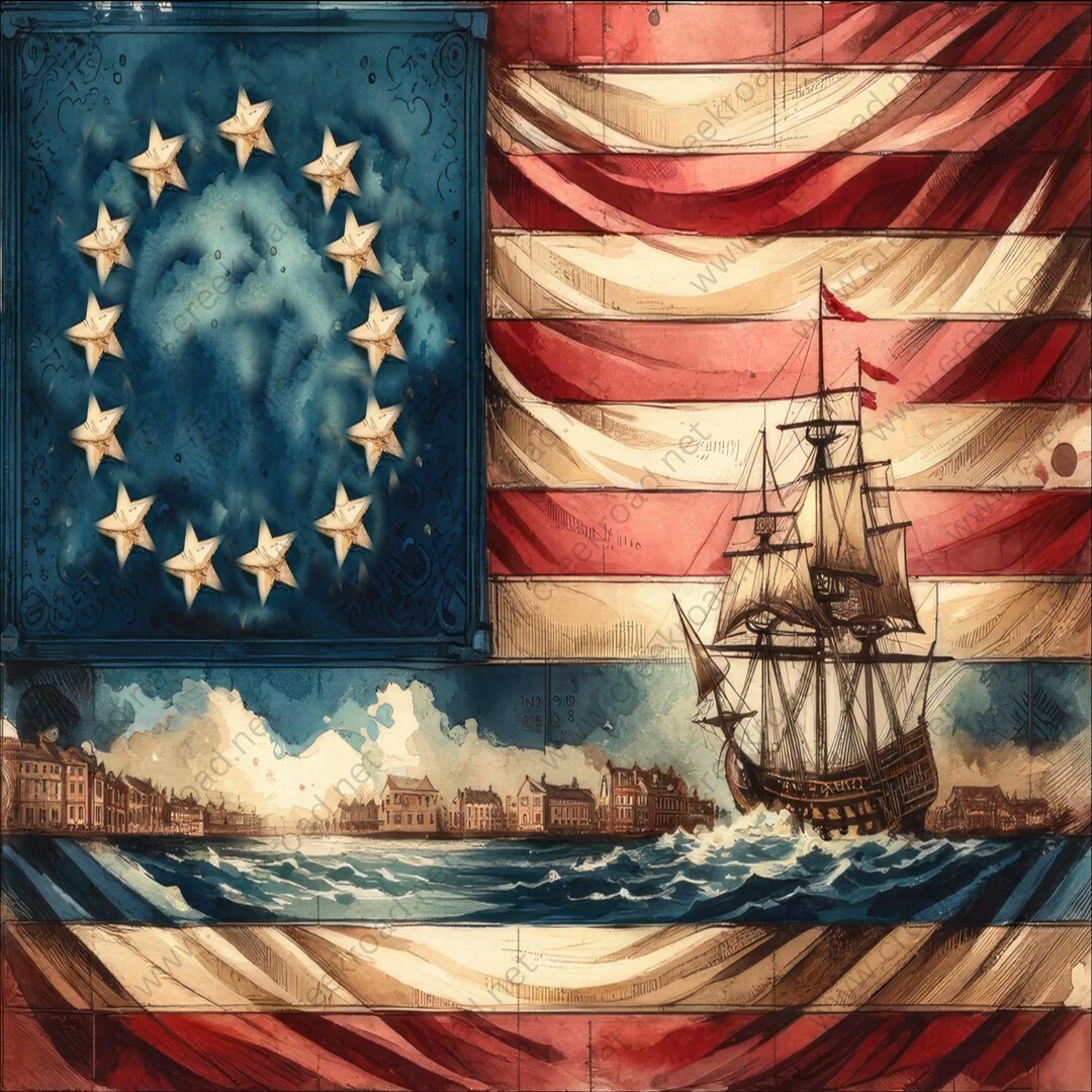 Vintage 13 Colonies Flag Colonial Wreath Sign 10" X 10" Square ...