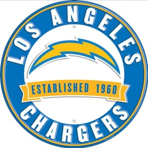 12" Diameter Los Angeles Chargers Officially Licensed Pro Football Sign ...