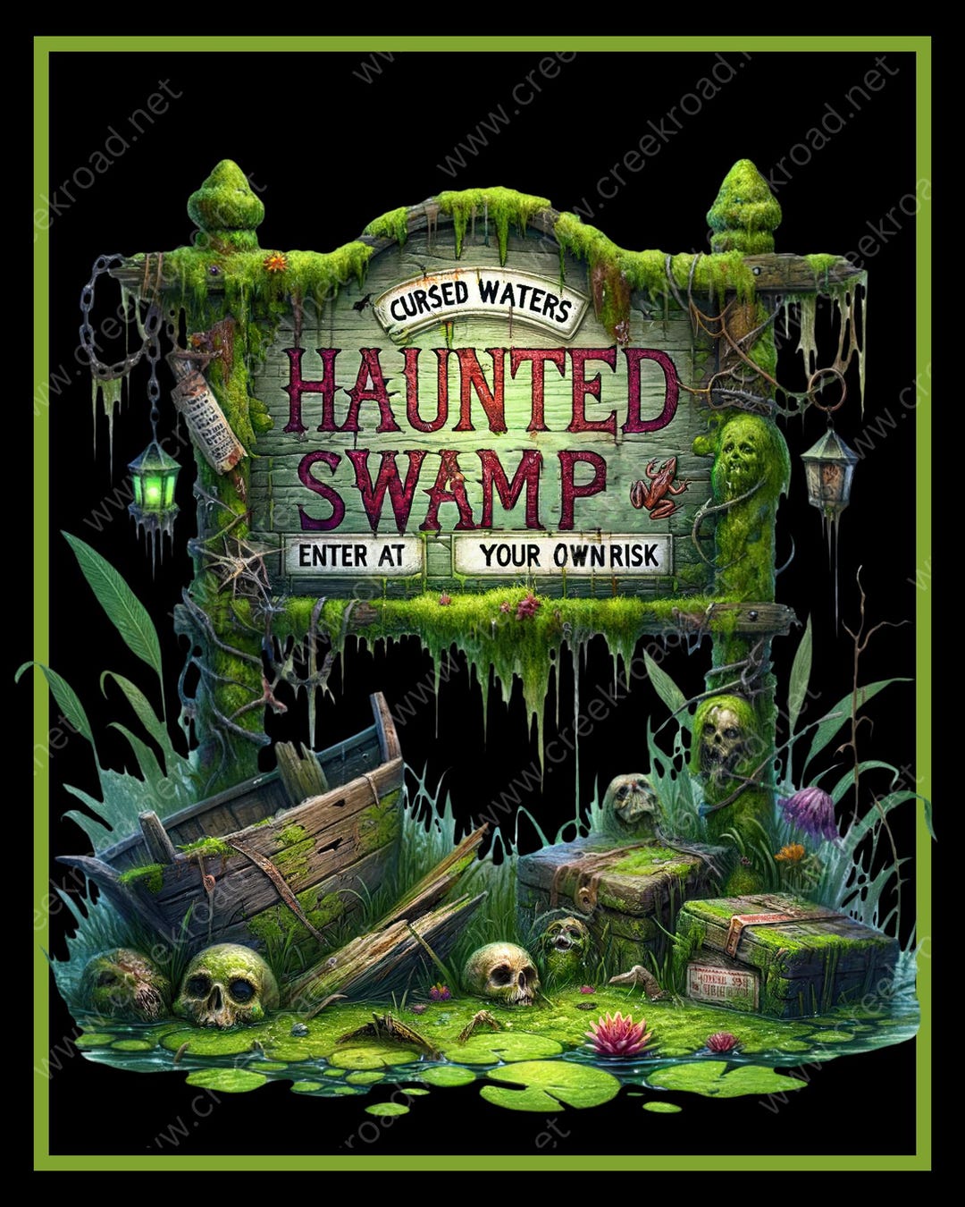 Halloween Haunted Swamp Enter at Your Own Risk 8"x10" Rectangle ...