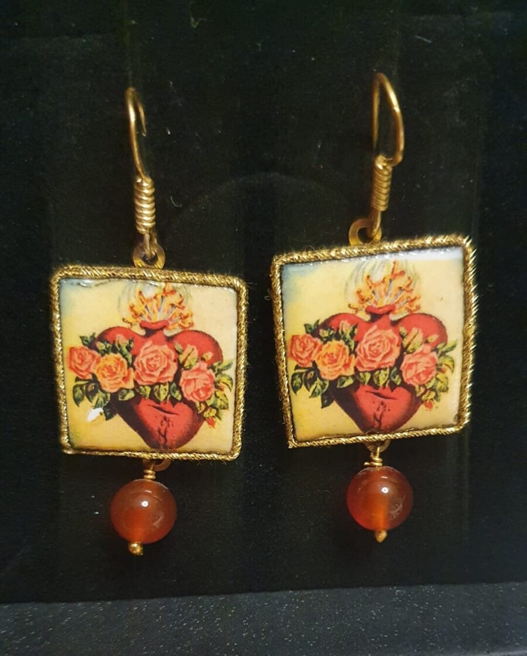 Sicilian Handmade Vintage Ceramic Tiles Earrings / 925 Silver Hook ...