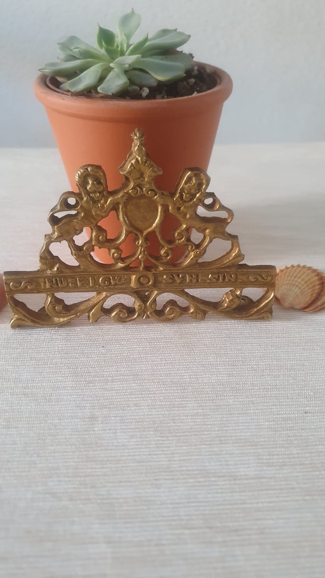 Antique Brass Gold Dutch Emblem Antique Shelf Decoration 1930s Nu Elk ...