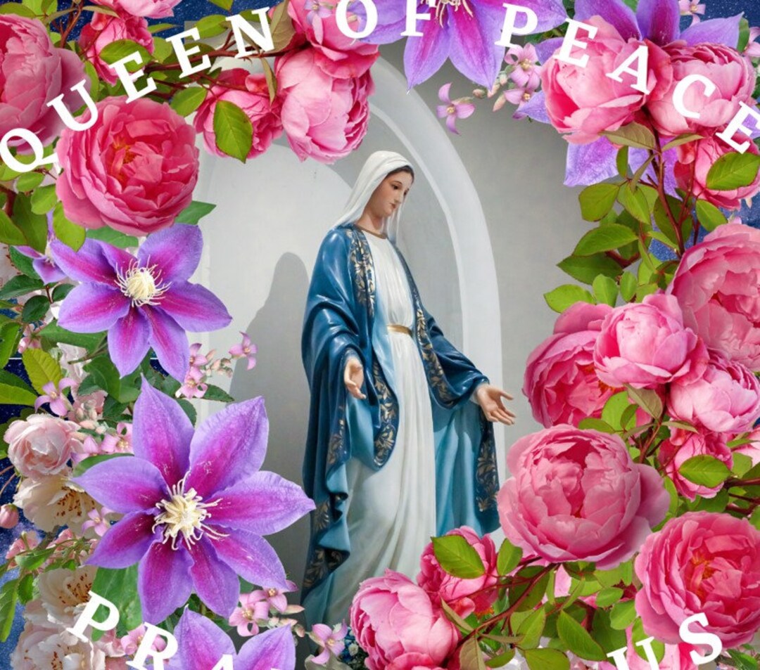 Vintage Poster Virgin Mary Wall Art / Vintage Postcard Holy Mary ...