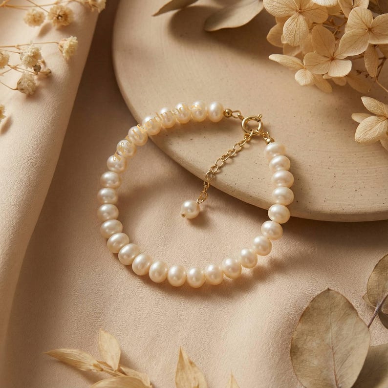 Luxury Pearl Bracelet Made With 100% Natural Freshwater Pearls (7mm ...