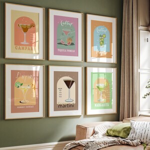 Retro Cocktail Print Set, Kitchen Wall Decor, Alcohol Prints, Drinks ...