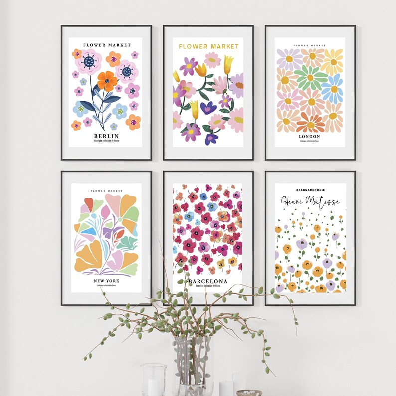 Flower Gallery Wall Set, Matisse Poster, Pastel Wall Decor, Danish ...