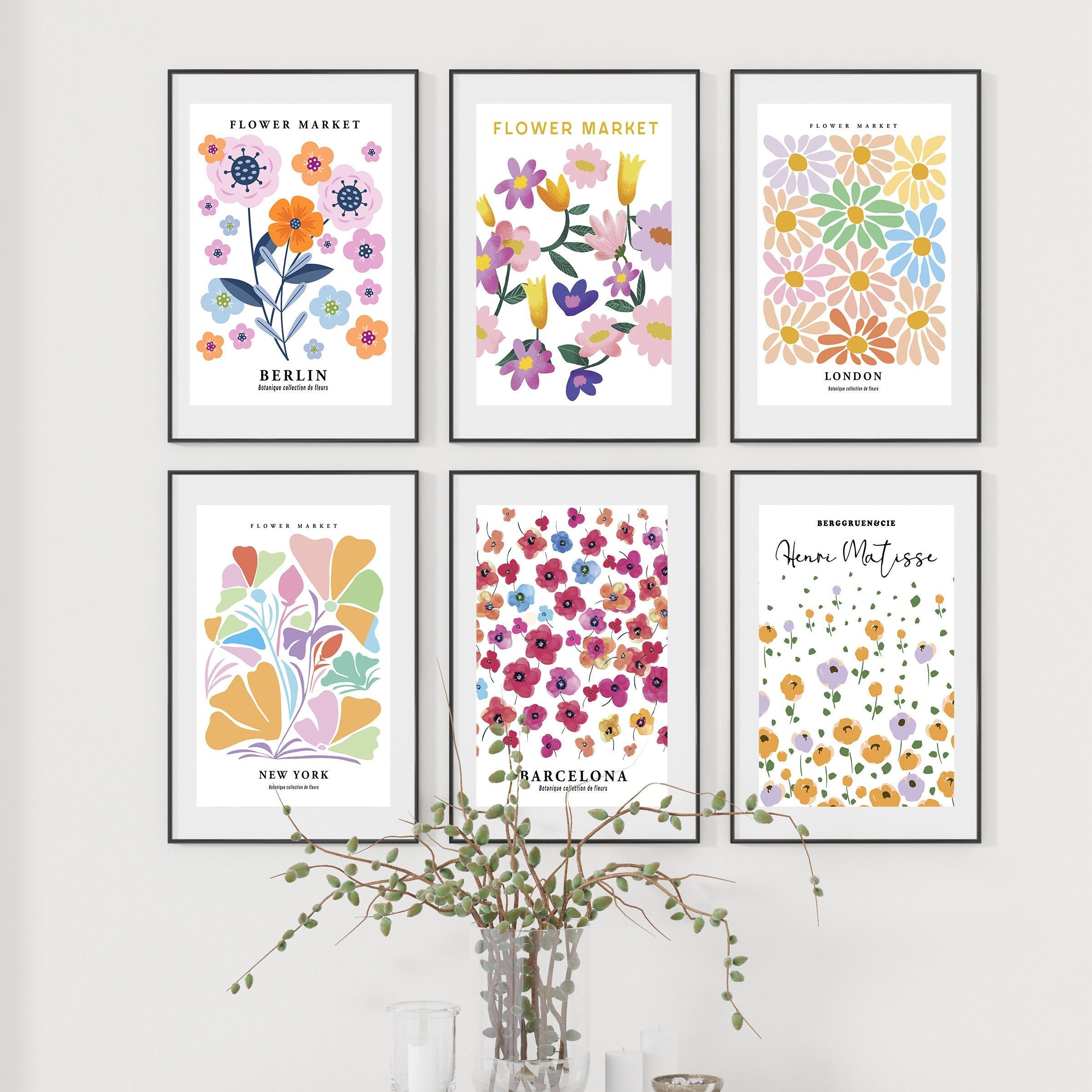 Flower Gallery Wall Set, Matisse Poster, Pastel Wall Decor, Danish ...