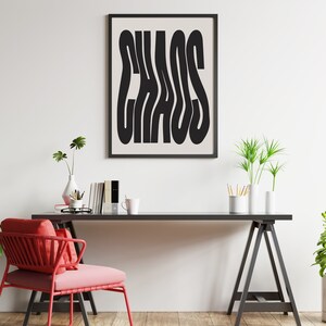 Chaos Print, Funky Art Print, Trendy Wall Art, Black and White Print ...