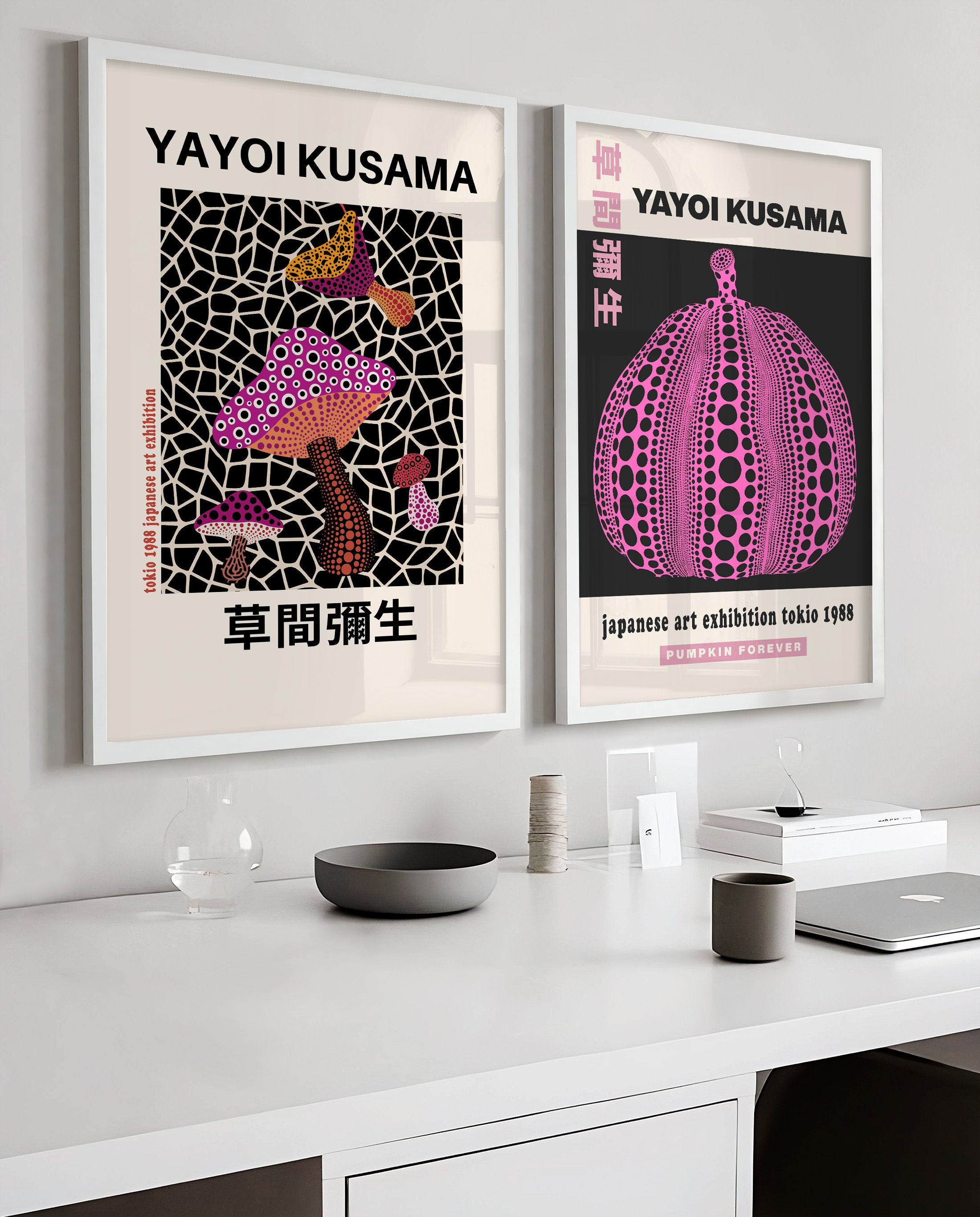 Yayoi Kusama Wall Art, Yayoi Kusama Mushroom Print, Kusama Pumpkin ...