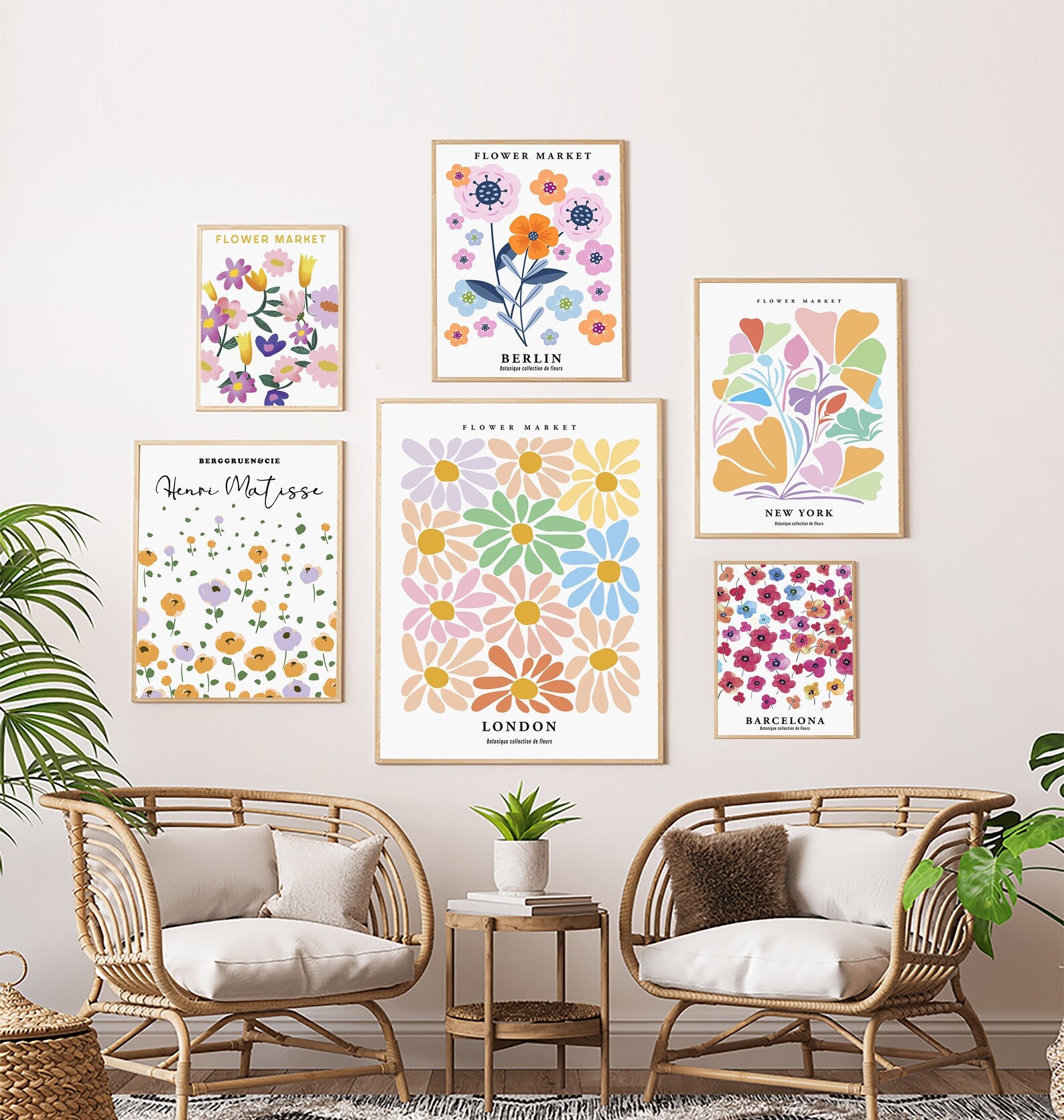 Flower Gallery Wall Set, Matisse Poster, Pastel Wall Decor, Danish ...
