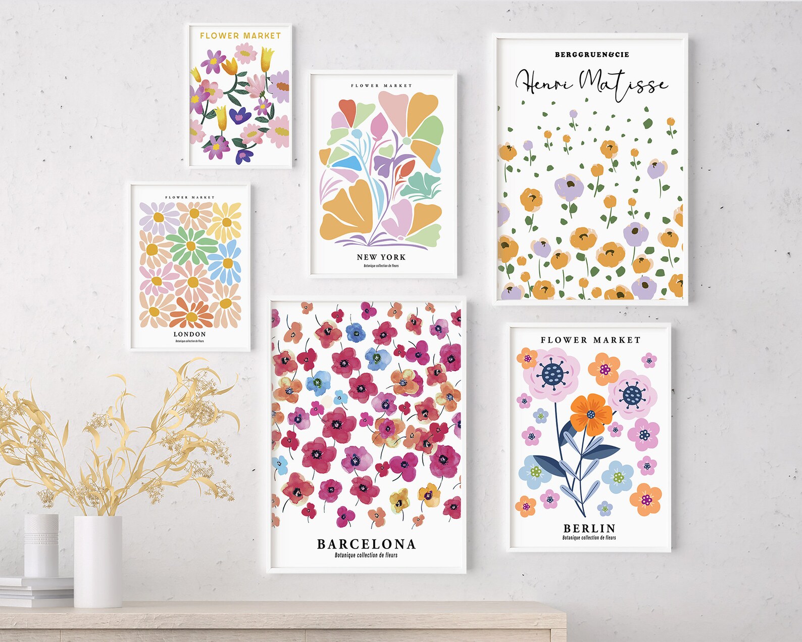 Flower Gallery Wall Set, Matisse Poster, Pastel Wall Decor, Danish ...