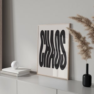 Chaos Print, Funky Art Print, Trendy Wall Art, Black and White Print ...