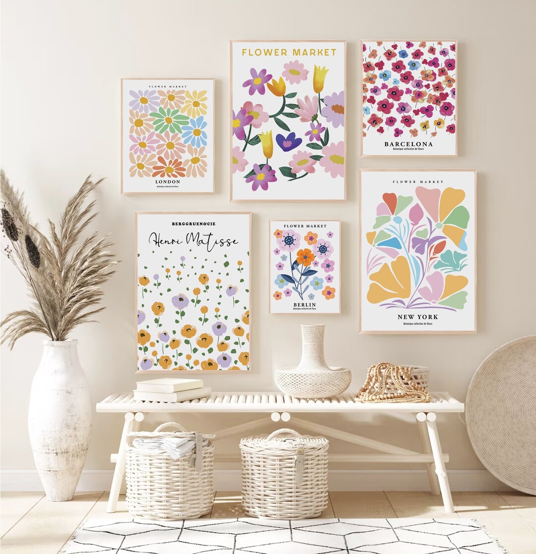 Flower Gallery Wall Set, Matisse Poster, Pastel Wall Decor, Danish ...