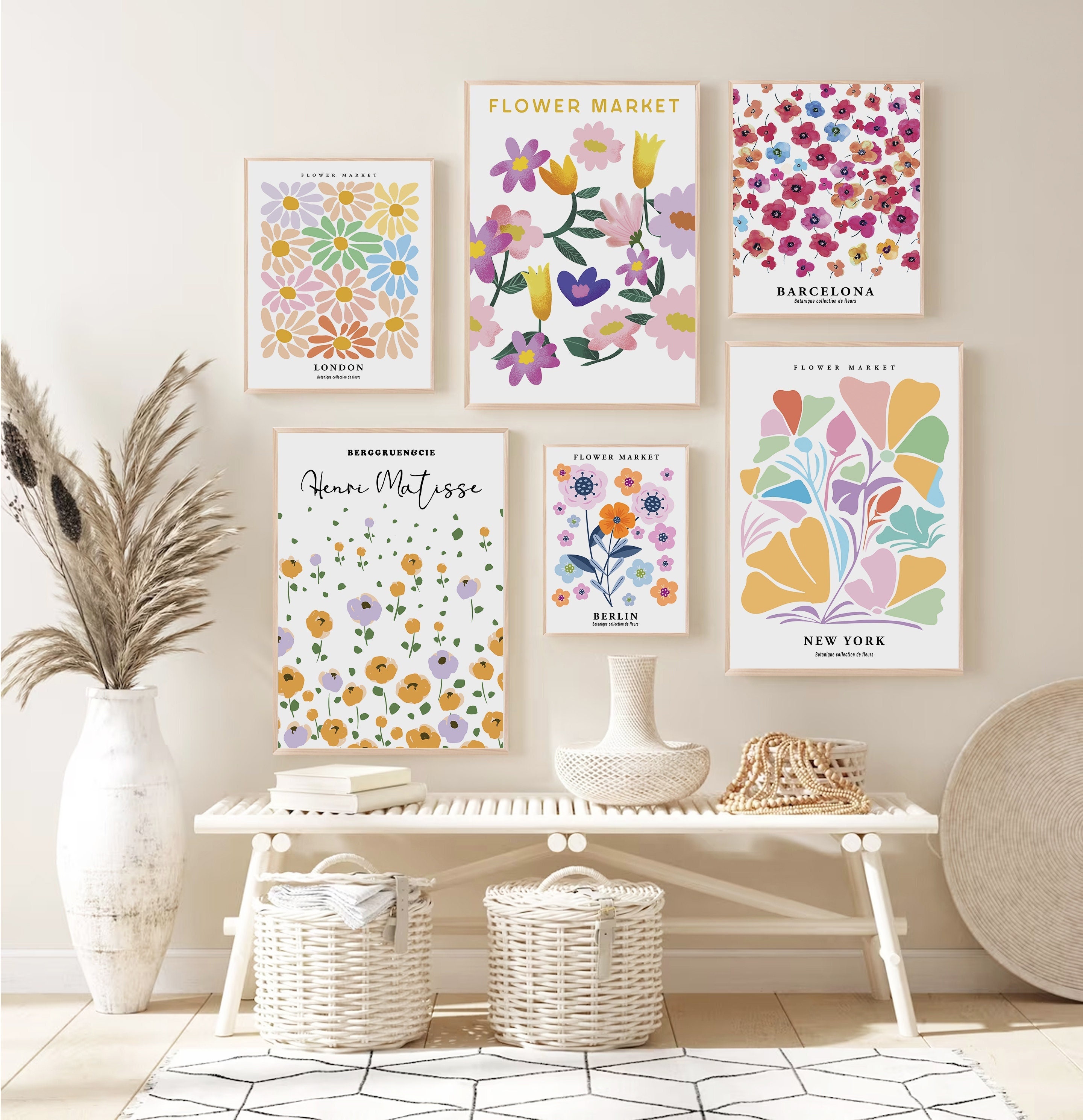 Flower Gallery Wall Set, Matisse Poster, Pastel Wall Decor, Danish ...
