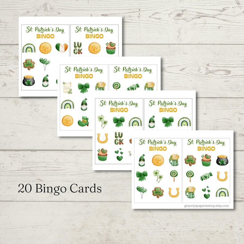 St Patrick's Day Bingo Game, Printable Bingo Cards, Paddy's Day Party ...