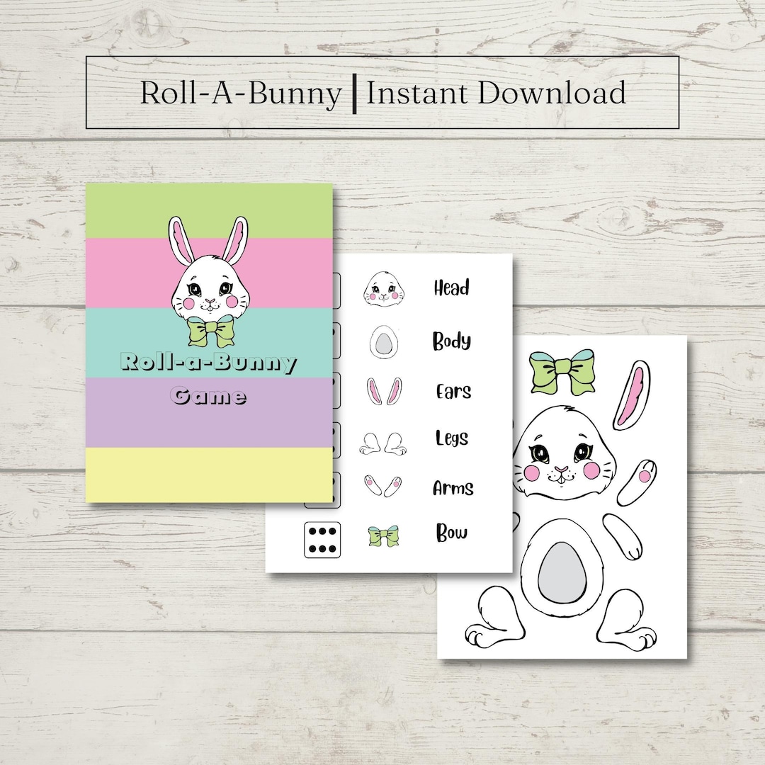 Roll-a-bunny, Easter Dice Game, Easter Bunny Game, Printable Game ...