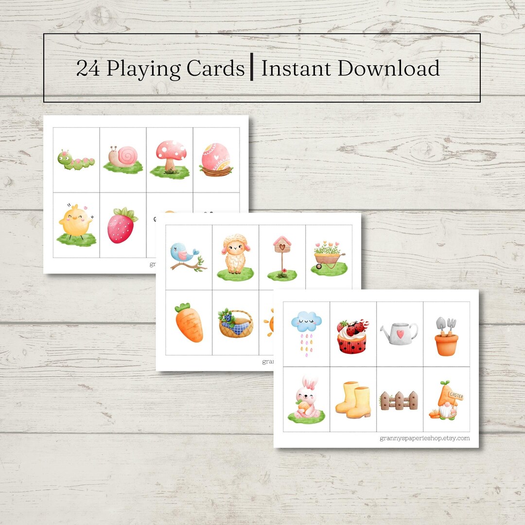 Spring Go Fish Game, Spring Matching Game, Card Games, Instant Download ...