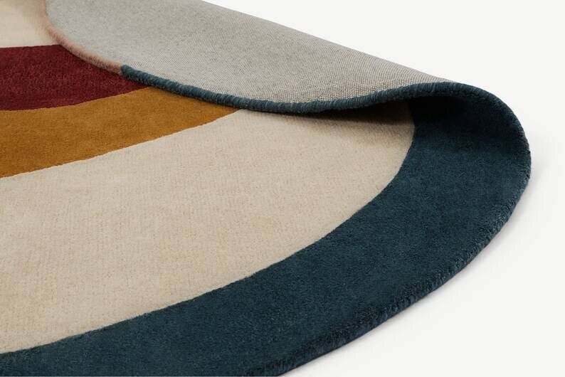Hand Tufted Rug for Living Room , Designer Round Shape Tuft Rug 100% ...