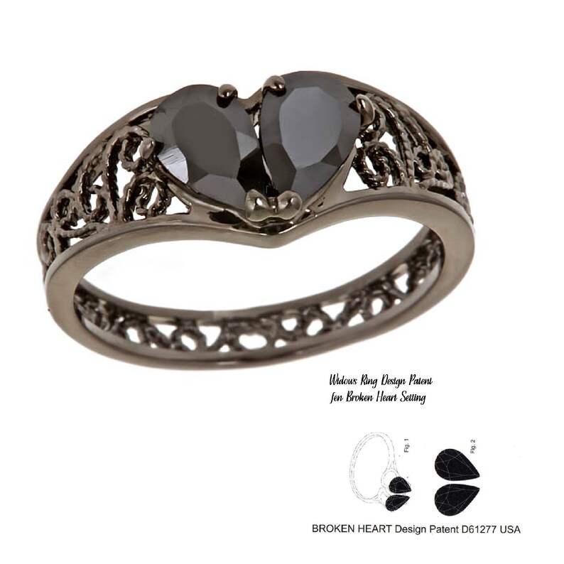 WIDOWS RING -black Rhodium Plated Designed After Antique Filigree ...
